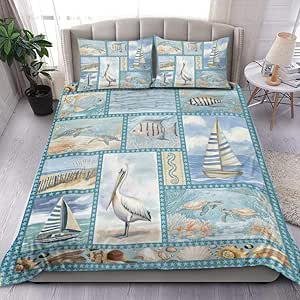 Amazon.com: CAPOZEN Personalized Coastal Bedding Set Beach Bedding Queen Nautical Bed Sets King ...