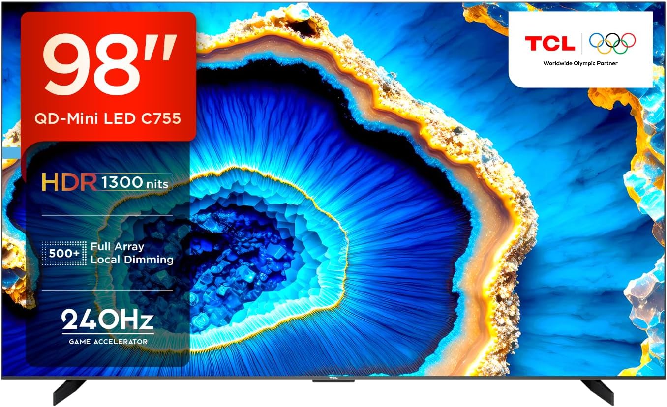 TCL 248 cm (98 inches) 4K Ultra HD Smart QD-Mini LED Google TV 98C755 ...