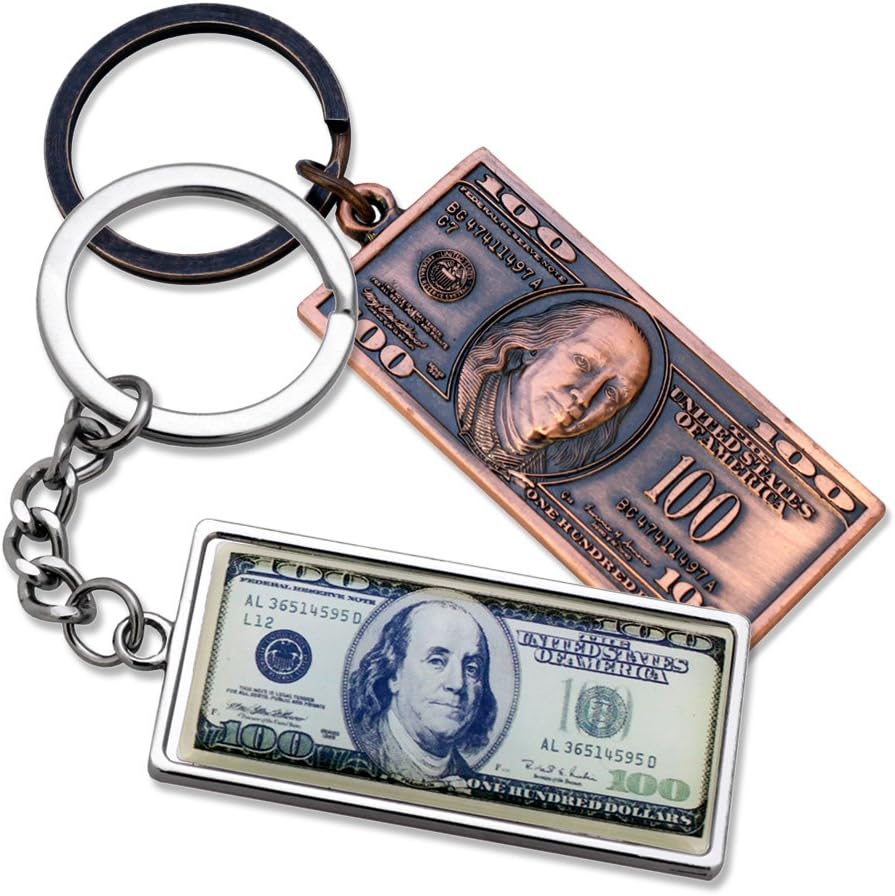 2x Retro Style $100 Bill Benjamin Money Keychain US United States of ...