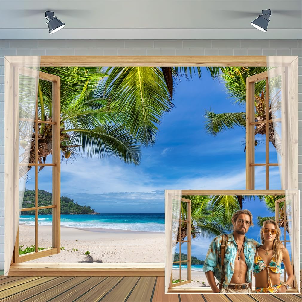 Amazon.com : 8 x 6 ft Summer Beach Turquoise Window Backdrop, Hawaii ...