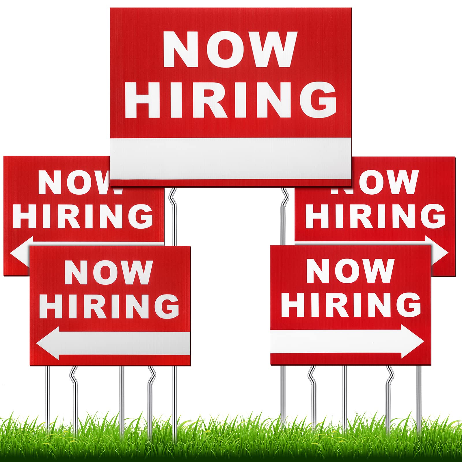 Amazon.com : 5 Pieces Now Hiring Signs with Stakes 16" x 12" Corrugated ...