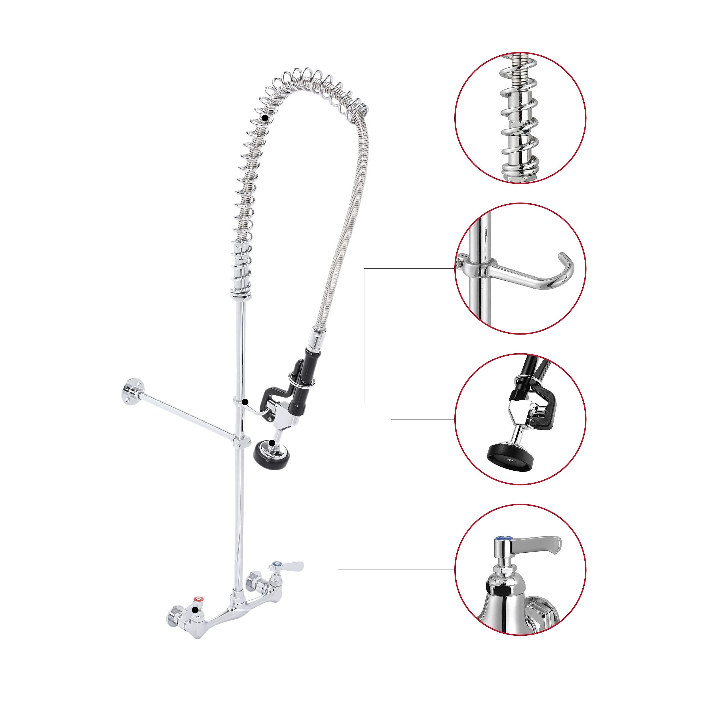 Snapklik.com : Commercial Kitchen Sink Pre-Rinse Faucet - 38 Height 8 ...