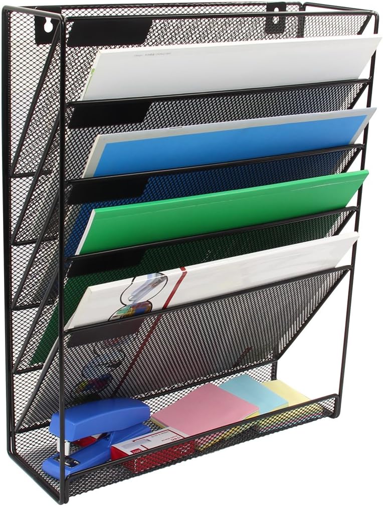 superbpag Hanging File Organizer, 5 Tier Wall Mount Document Letter ...