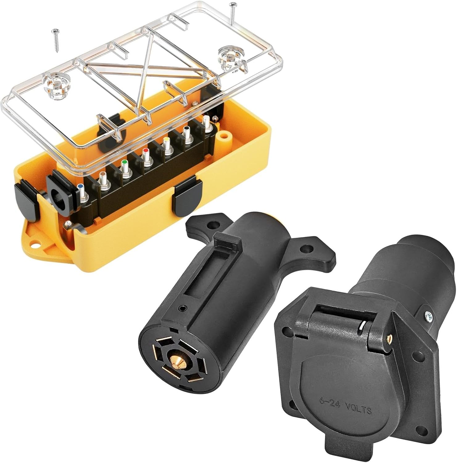 Amazon.com: MECMO 7 Way Trailer Wire Junction Box Clear Cover 7 Pin ...