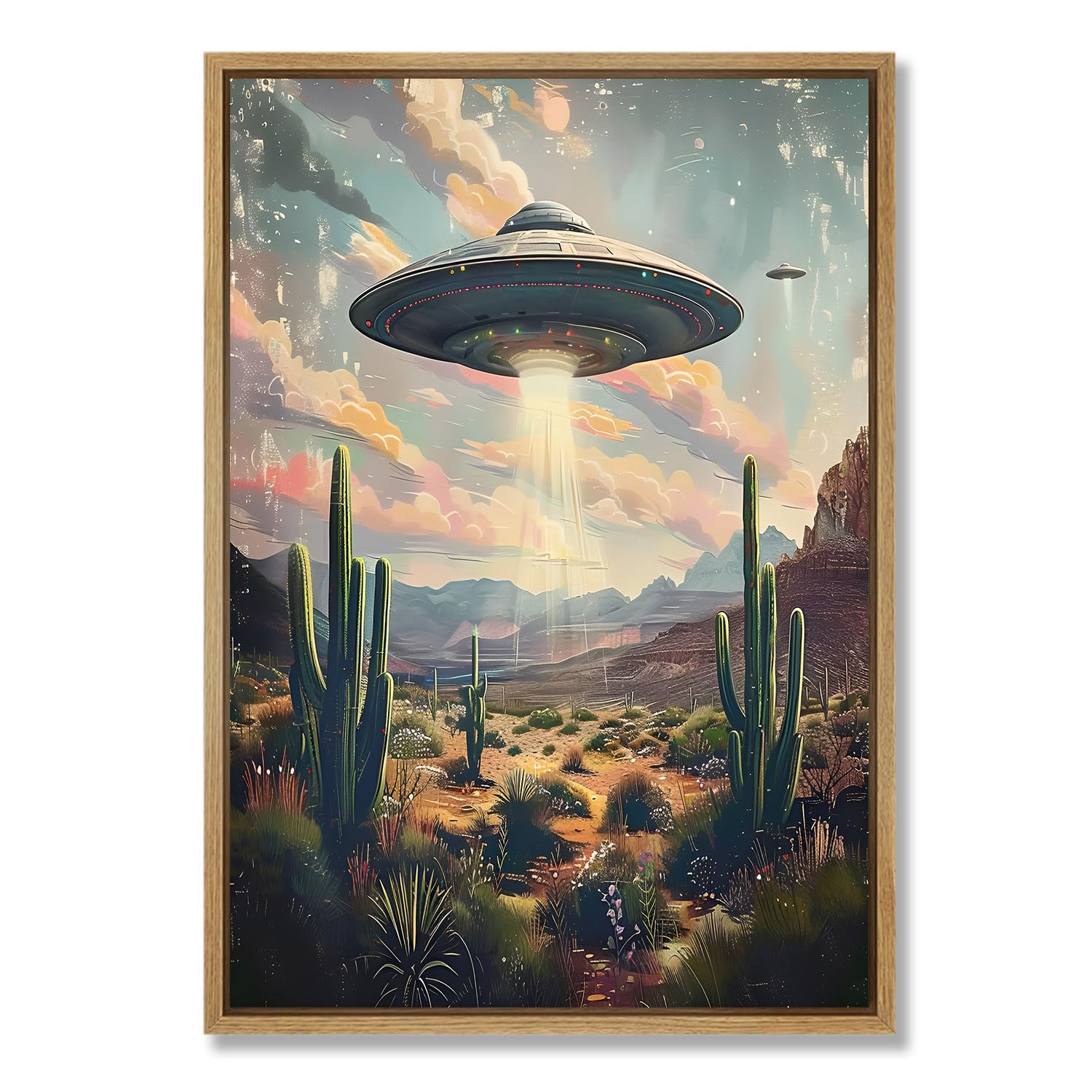 Amazon.com: Retro Ufo Canvas Wall Art Extraterrestrial Art Gifts ...