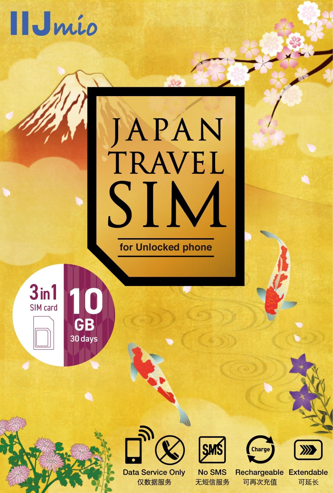 Amazon.co.jp: IIJmio IM-B370 Prepaid SIM, Japan, 10 GB Prepaid SIM ...