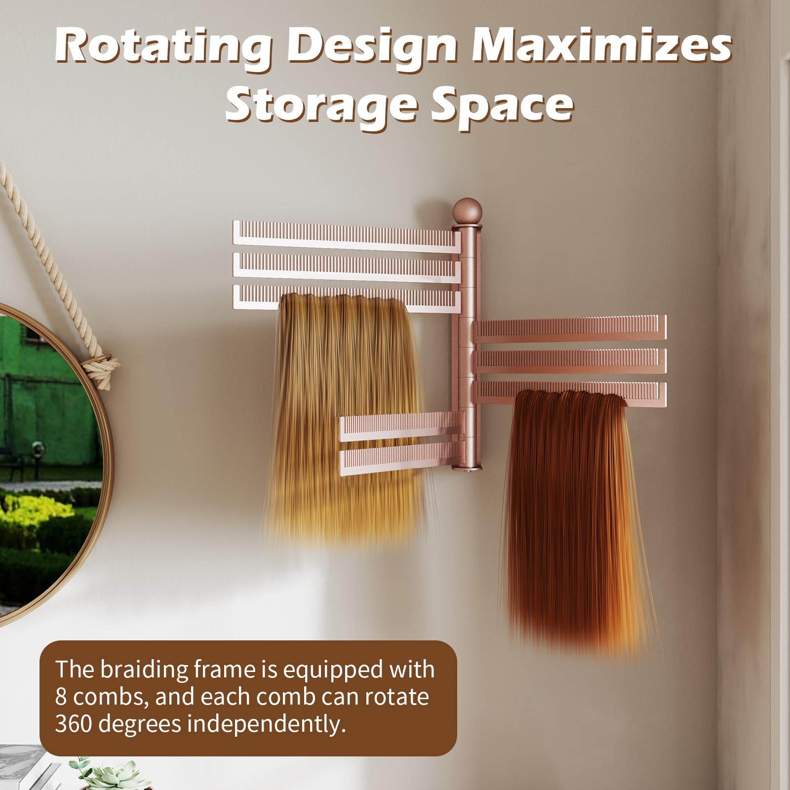 Snapklik.com : Wall-Mounted Wig And Hair Extension Holder, 8 Rotating ...