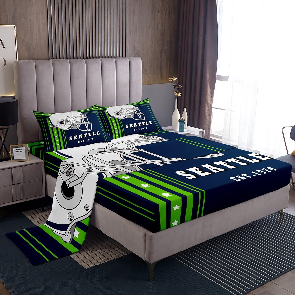 Amazon.com: Erosebridal Football Sheets American Football City Bed ...