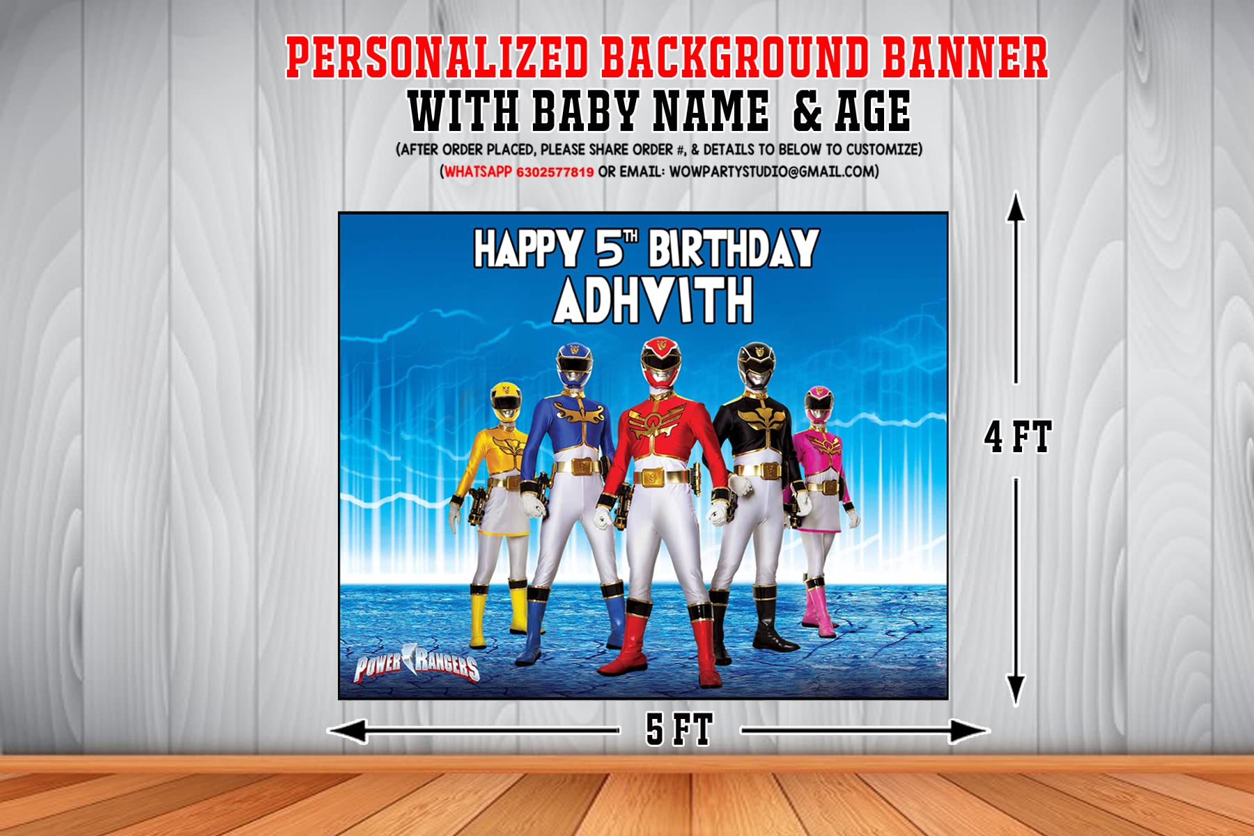 Wow Party Studio Personalized Power Rangers Theme Party Happy Birthday ...