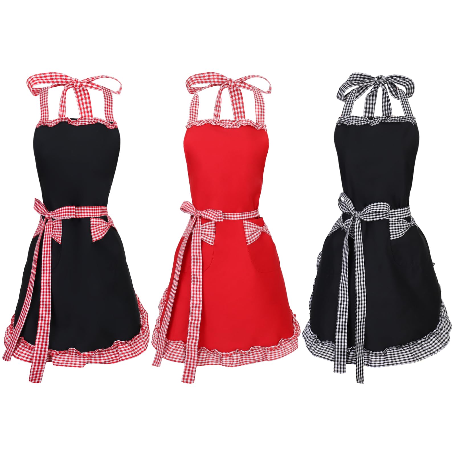 Amazon.com: Auidy_6TXD 3 Pack Cute Apron for Women, Adjustable Cooking ...