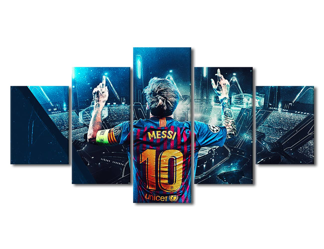 Amazon.com: 5 Piece Canvas Wall Decor Soccer Sports Poster Lionel Messi ...