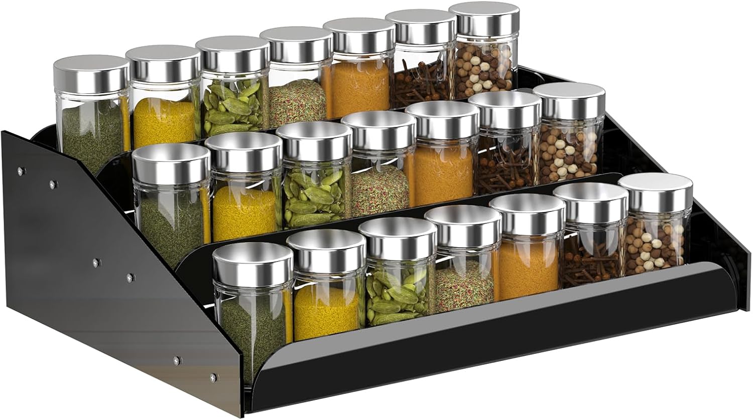 Amazon.com: PMMASTO Acrylic Tiered Spice Rack Organizer for Cabinet ...