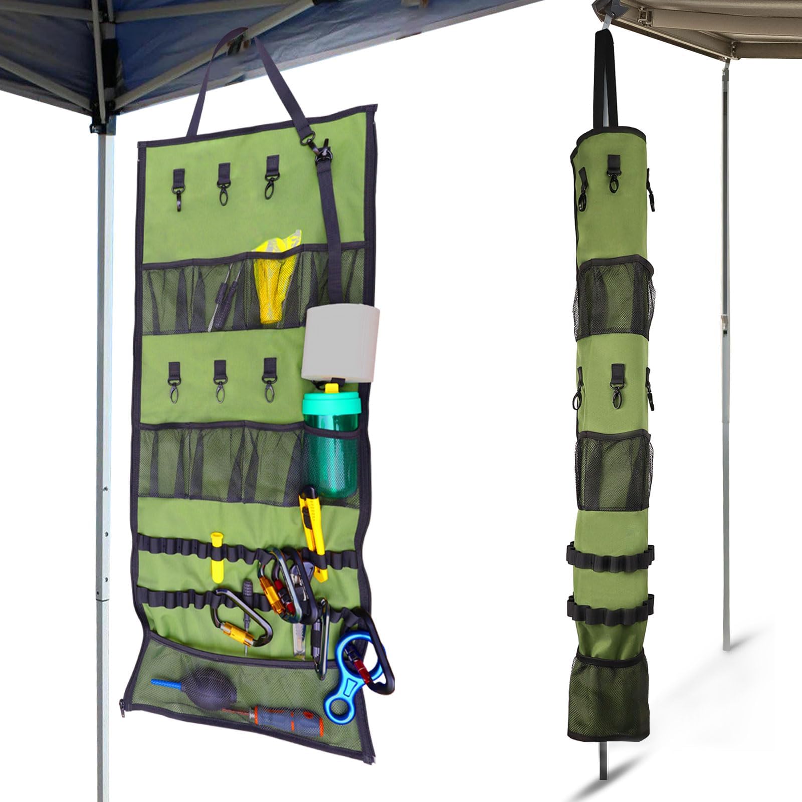 Amazon.com: LAMURO Hanging Mesh Camping Organizer Storage Bag with ...