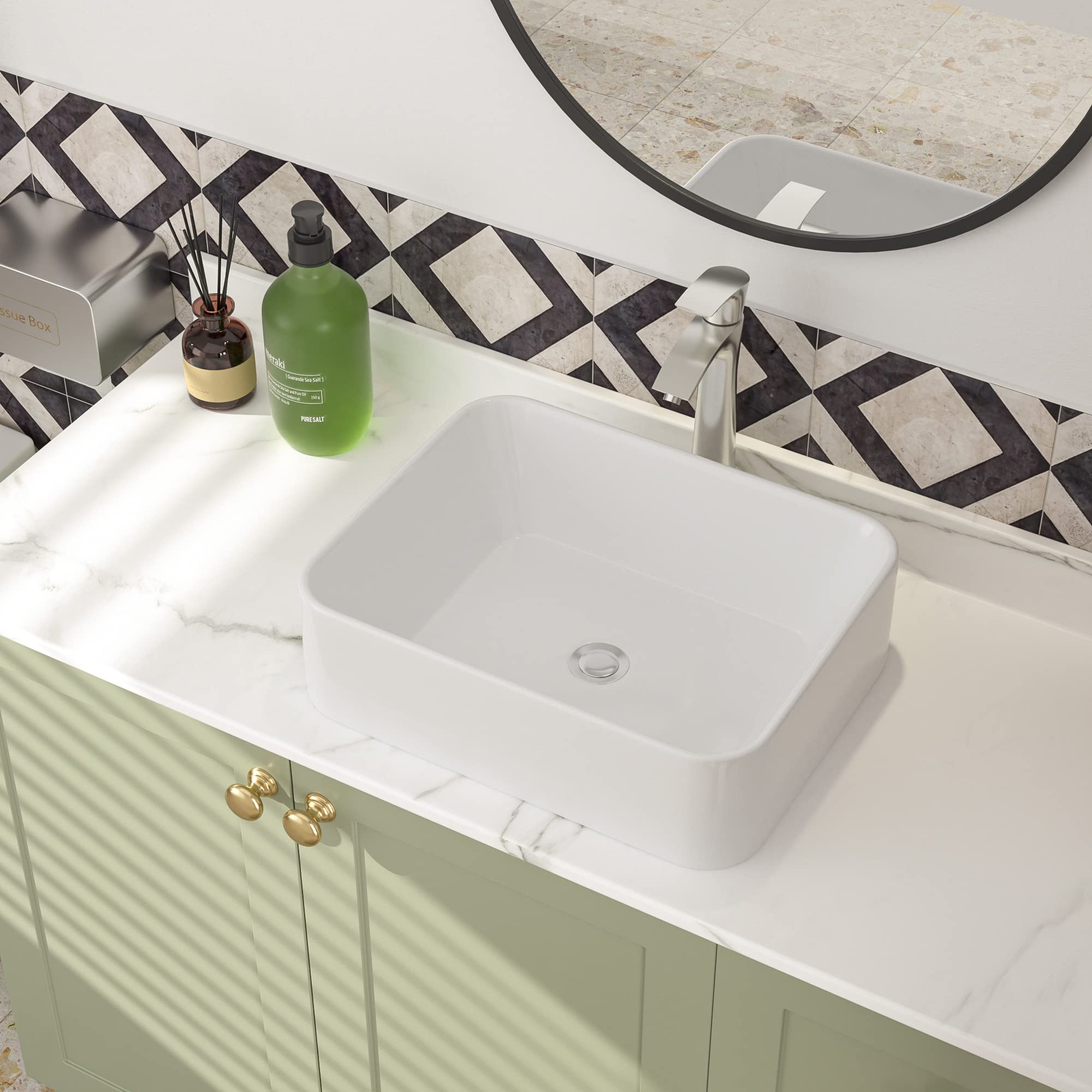 Snapklik.com : Rectangle Bathroom Vessel Sink - Funmier 19x15 Inch ...