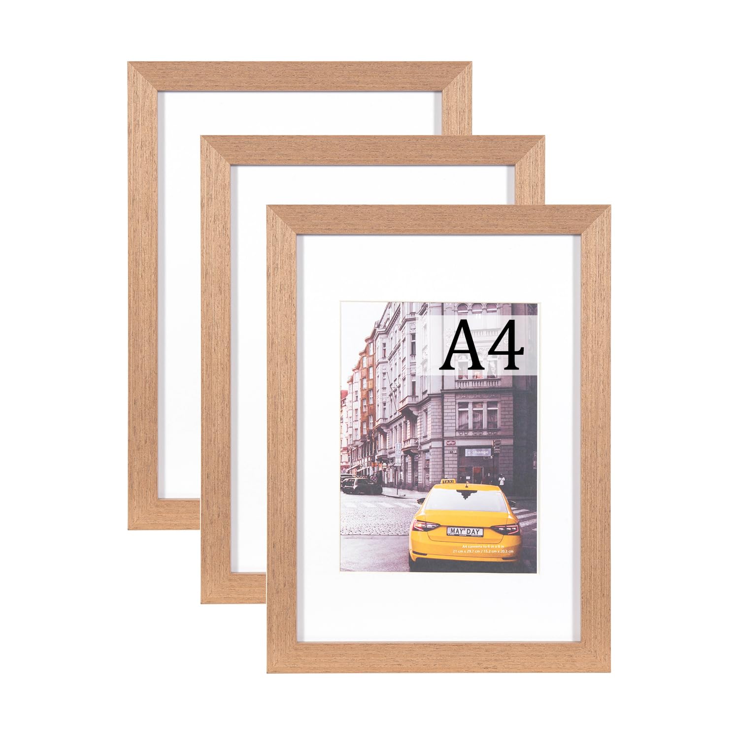 kennethan Brown Wooden A4 Picture Frame Set of 3 with Mount,A4 Poster ...