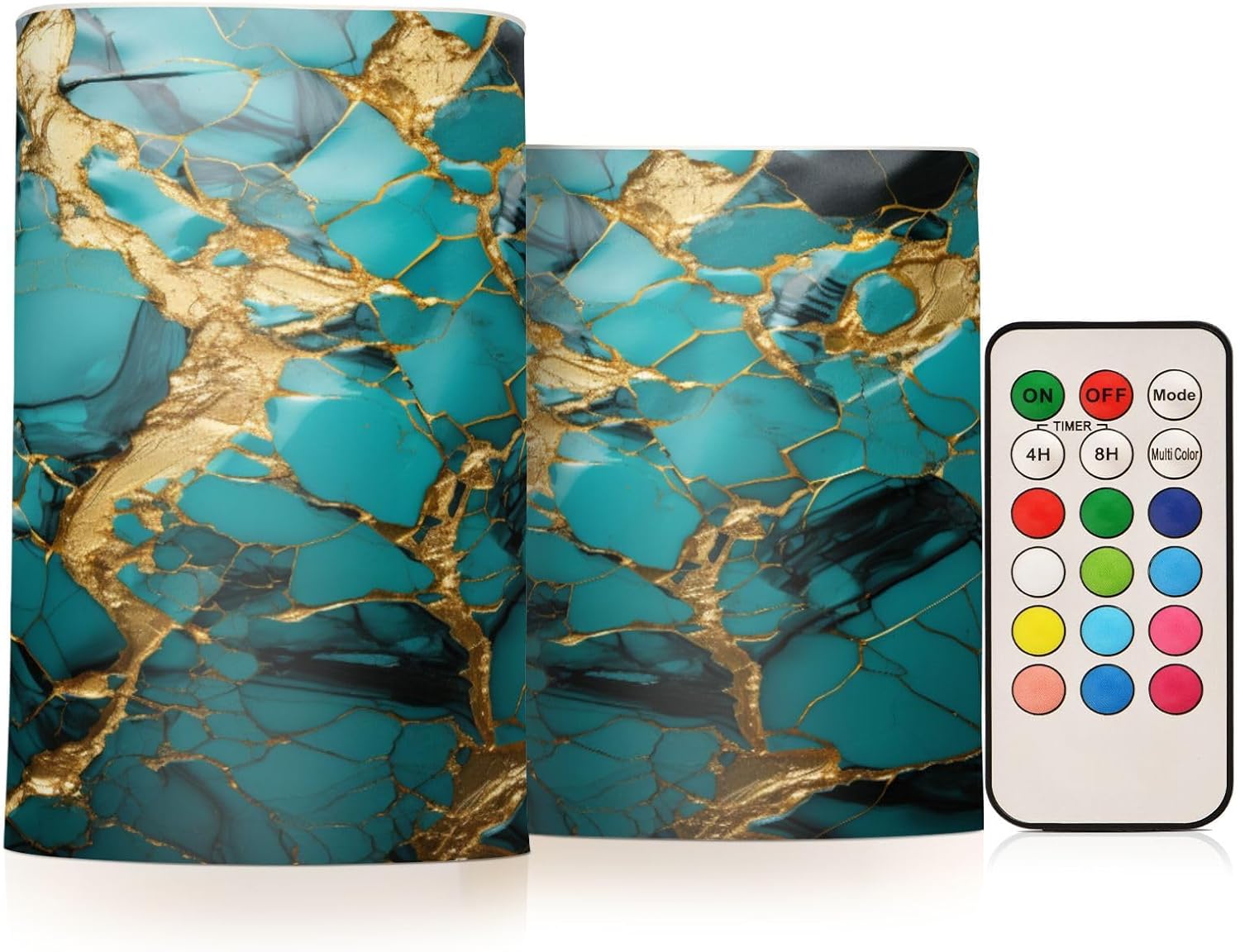 Amazon.com: BOENLE Flickering Flameless Candles, Turquoise Golden ...