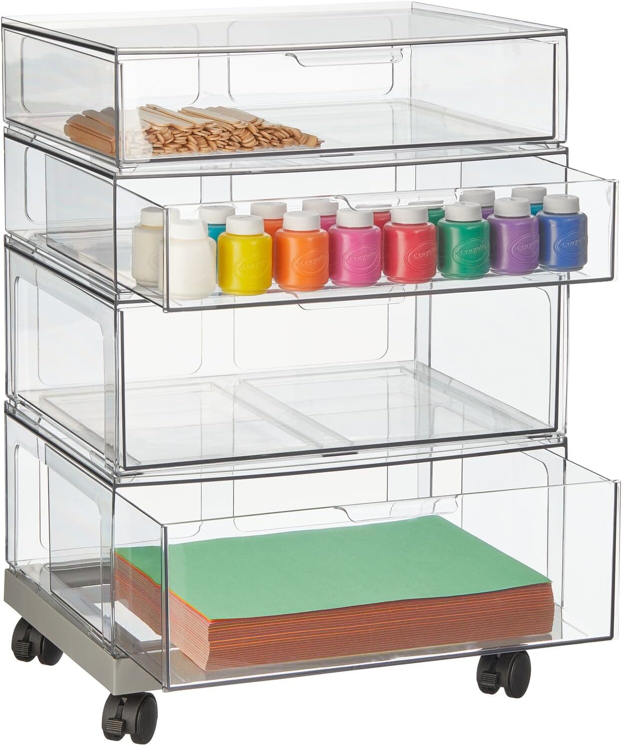 mDesign 4 Drawer Rolling Storage Cart w/Caster Wheels for Crafting ...