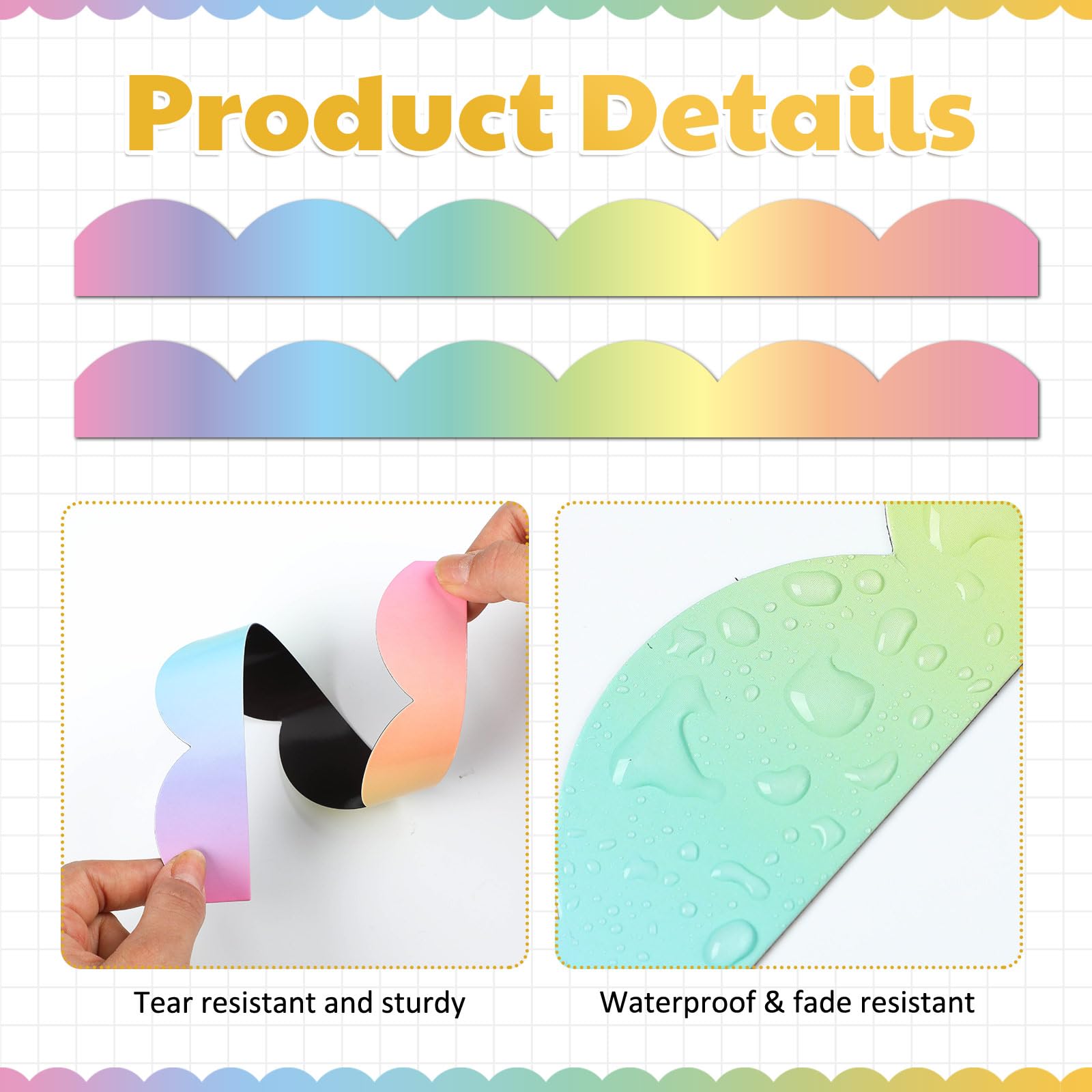 Snapklik.com : 24 Pcs Rainbow Pastel Magnetic Borders For Classroom ...