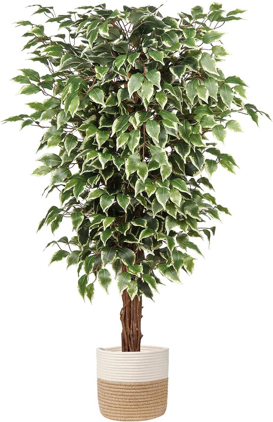 Amazon.com: Artificial Ficus Tree 4ft Tall 48 Inch Faux Silk Plants in ...