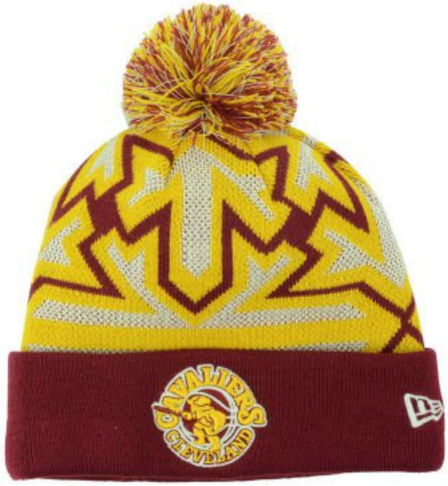 Amazon.com: New Era Cleveland Cavaliers Adult Cuff Knit Beanie w/Pom ...