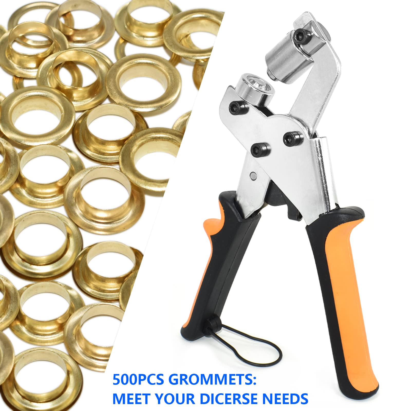 Grommet Kit Heavy Duty - 500pcs Eyelets + Press Pliers (3/8" & 10mm ...