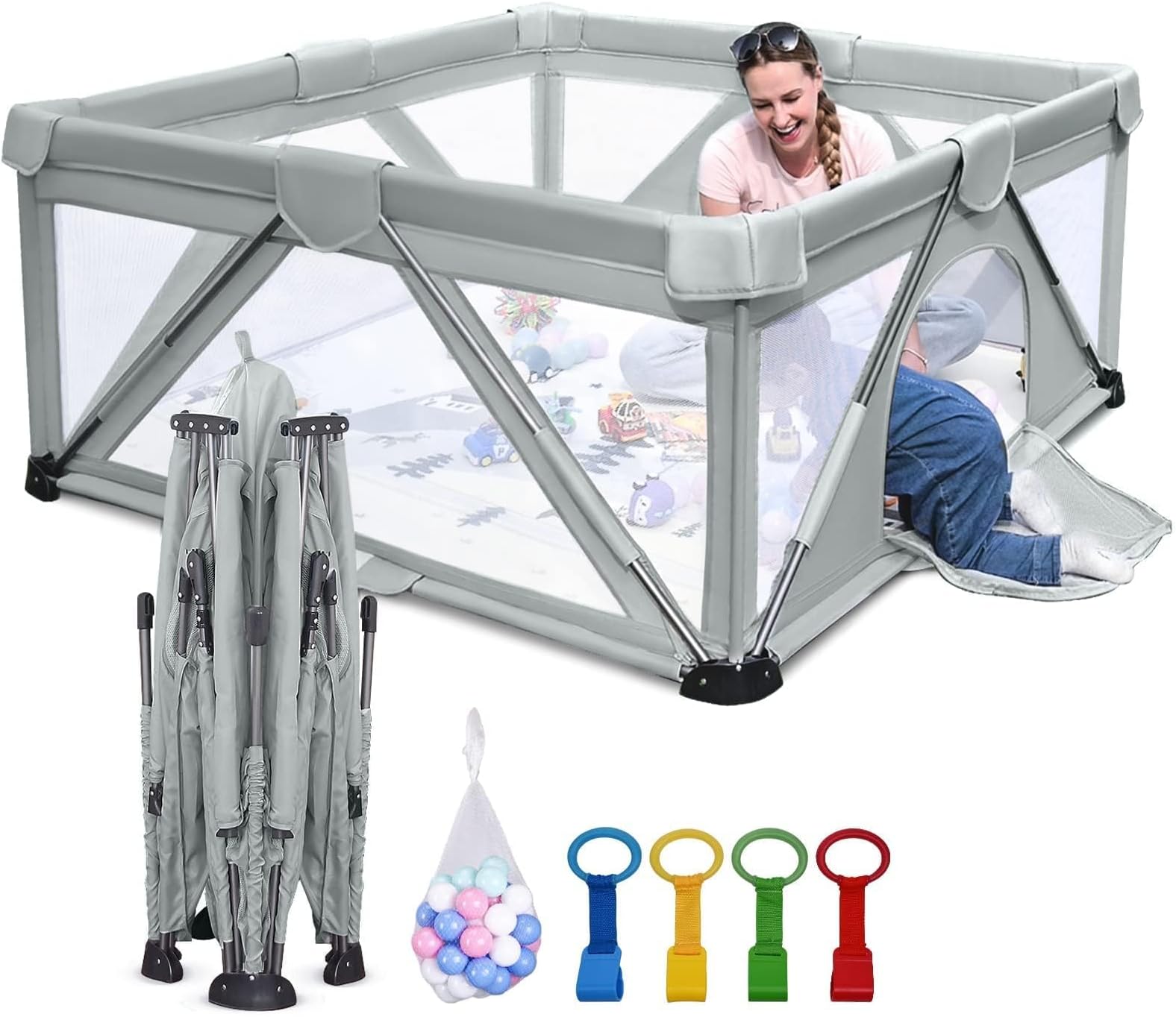 Amazon.com : Baby Playpen Foldable, Heyo.Ja Large Play Yard, Playpen ...