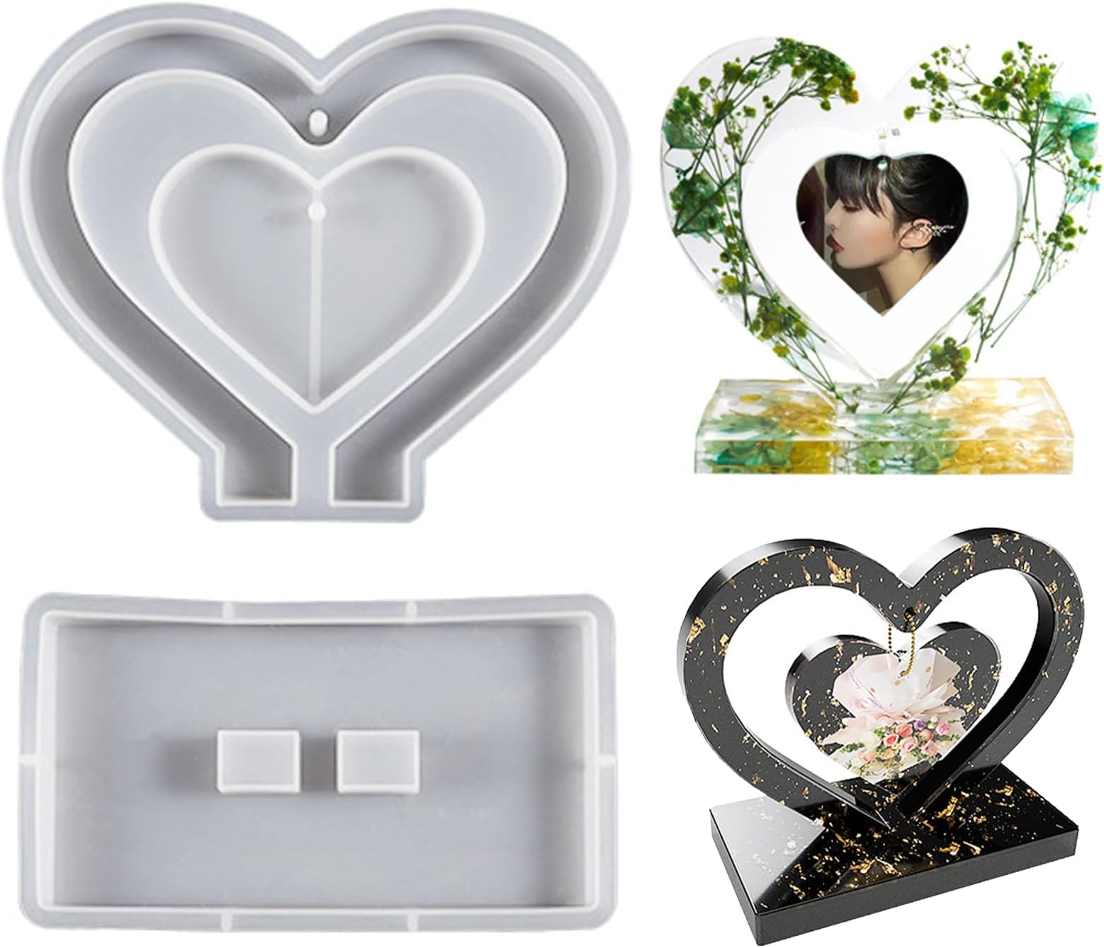Amazon.com: Jeffdad Large Photo Frame Resin Molds, Heart Shape Silicone ...