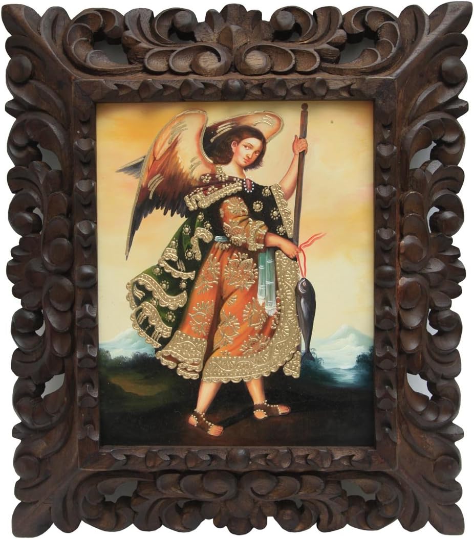 Amazon.com: Archangel Raphael Framed Original Colonial Cuzco Peru Folk ...