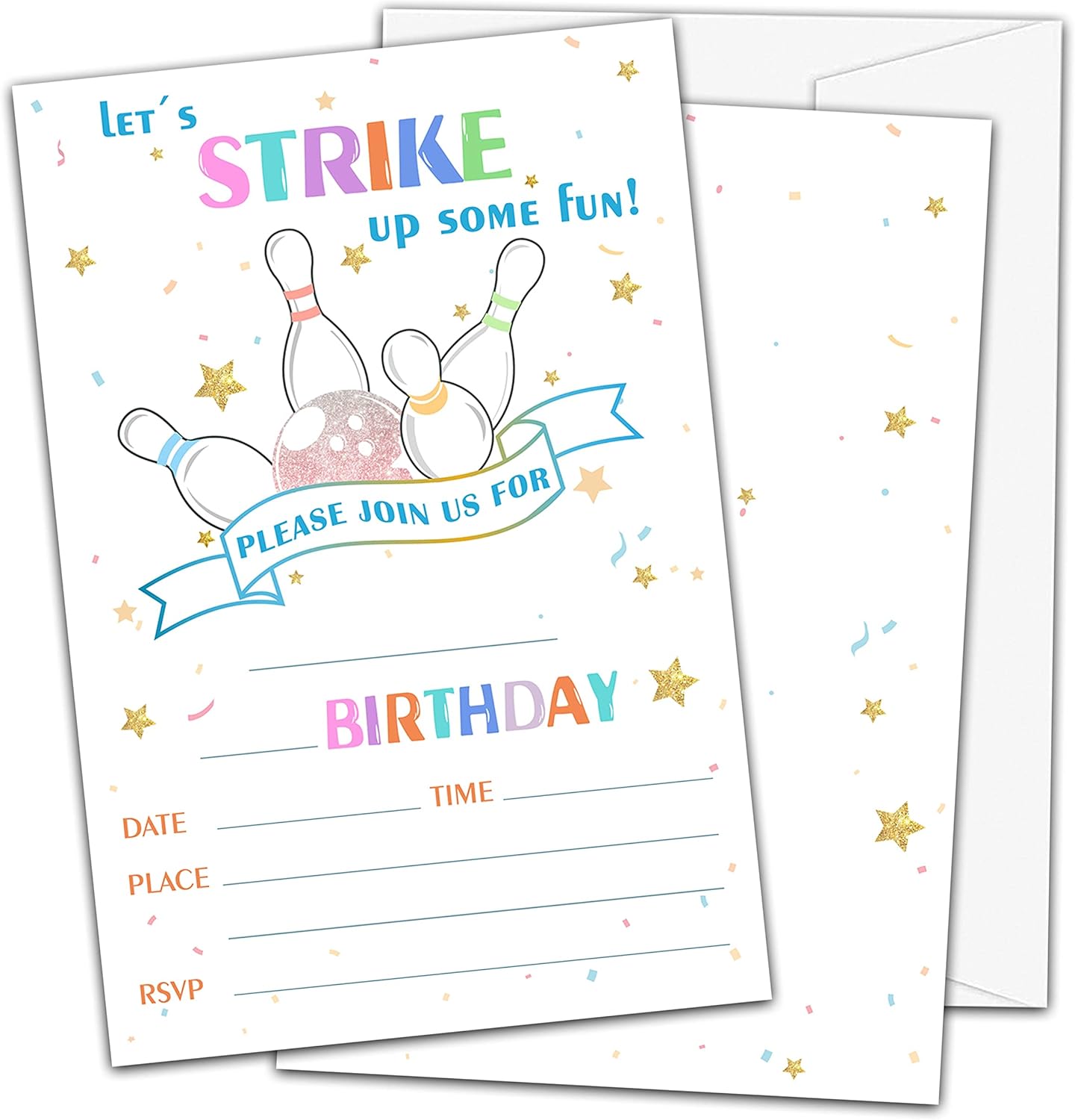 Amazon.com : Bowling Birthday Invitations, Bowling Theme Birthday Party ...