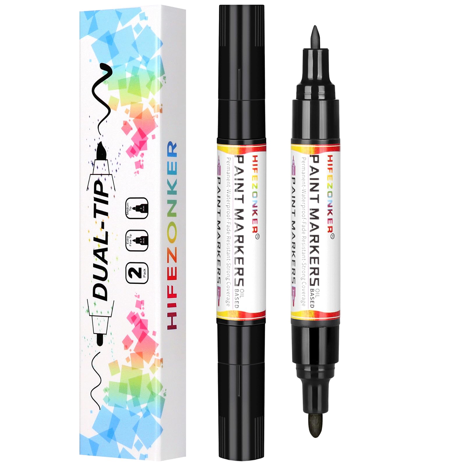 Amazon.com: Black Paint Pen Black Paint Marker - 2 Pack Dual Tip Oil ...