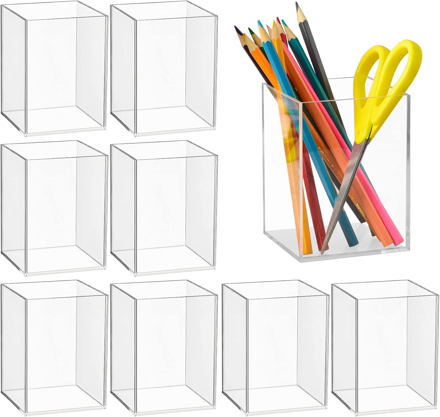 Amazon.com: 8 Pieces Clear Acrylic Pen Holder Acrylic Pencil Cup Clear ...