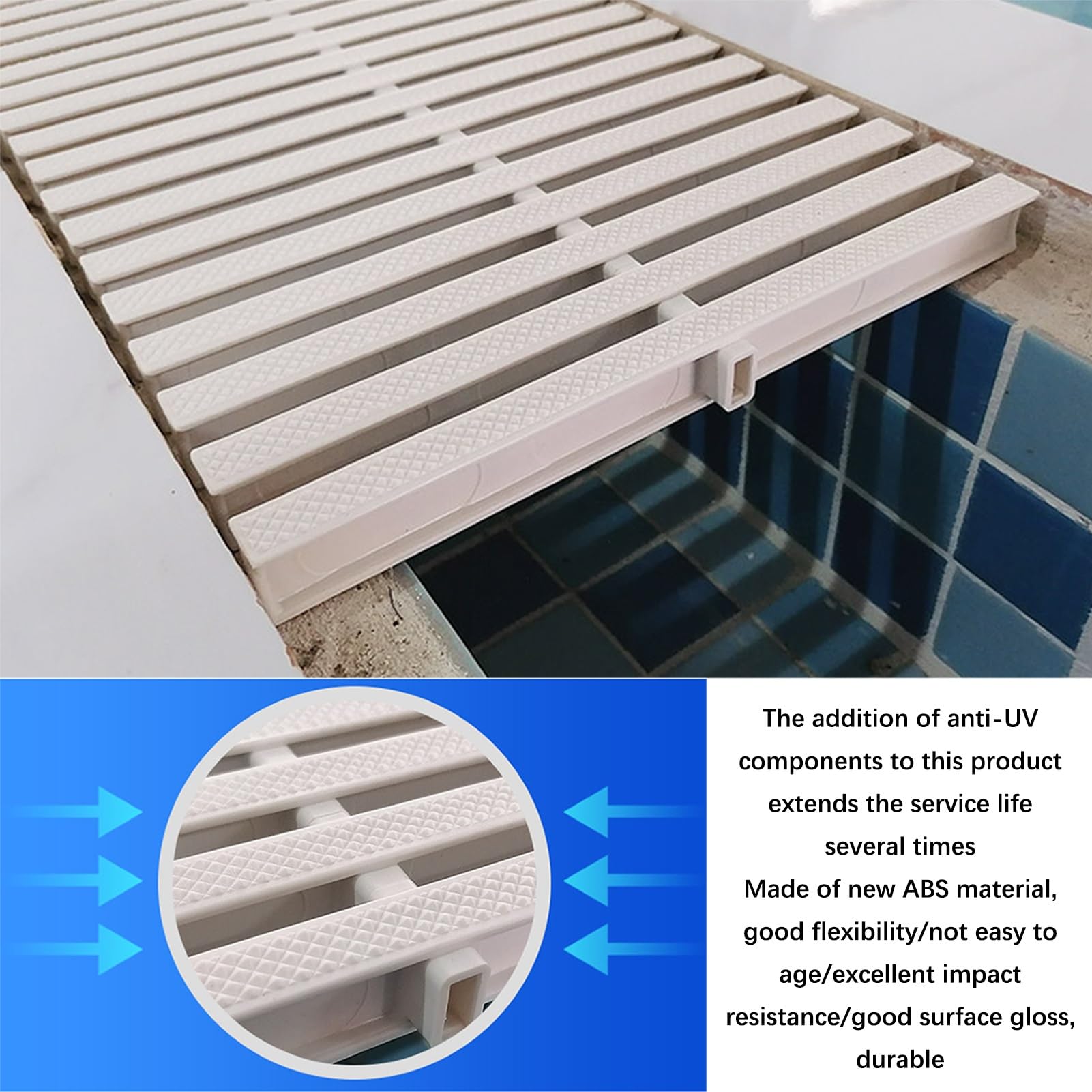 Swimming Pool Deck Drain Covers Shower Drain Grill Grid, Splicable Non