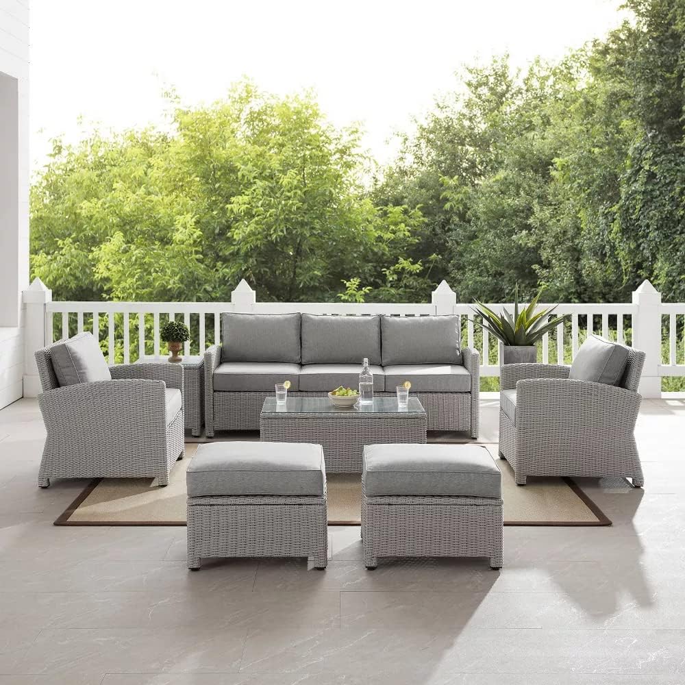DEVOKO Outdoor 7-Seater Wicker Sectional Sofa Waterproof Outdoor ...