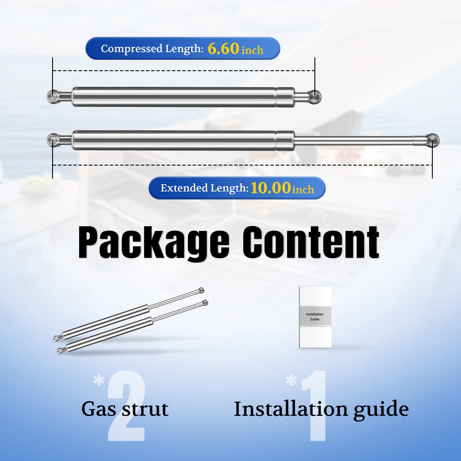 Snapklik.com : 10 Inch 50lb Stainless Steel Gas Struts Prop, C1610445 ...