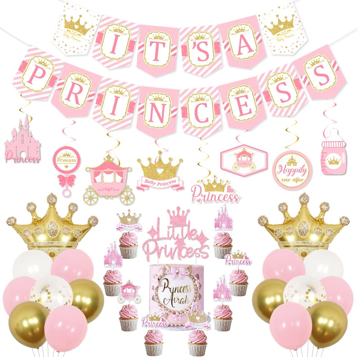 Amazon.com: Little Princess Baby Shower Decorations for Girl, Its a ...