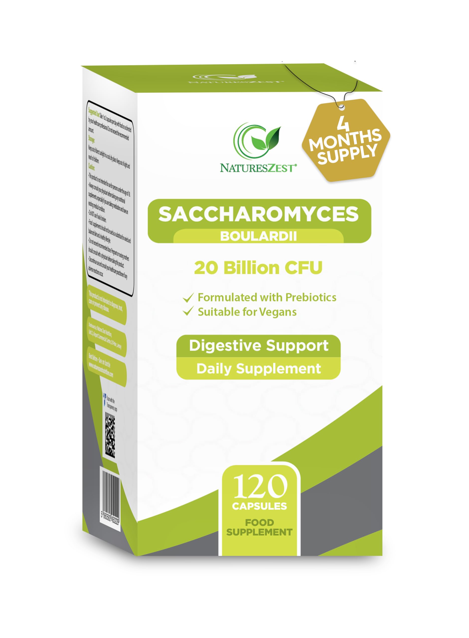 Natures Zest High Strength Saccharomyces Boulardii 20 Billion CFU with ...