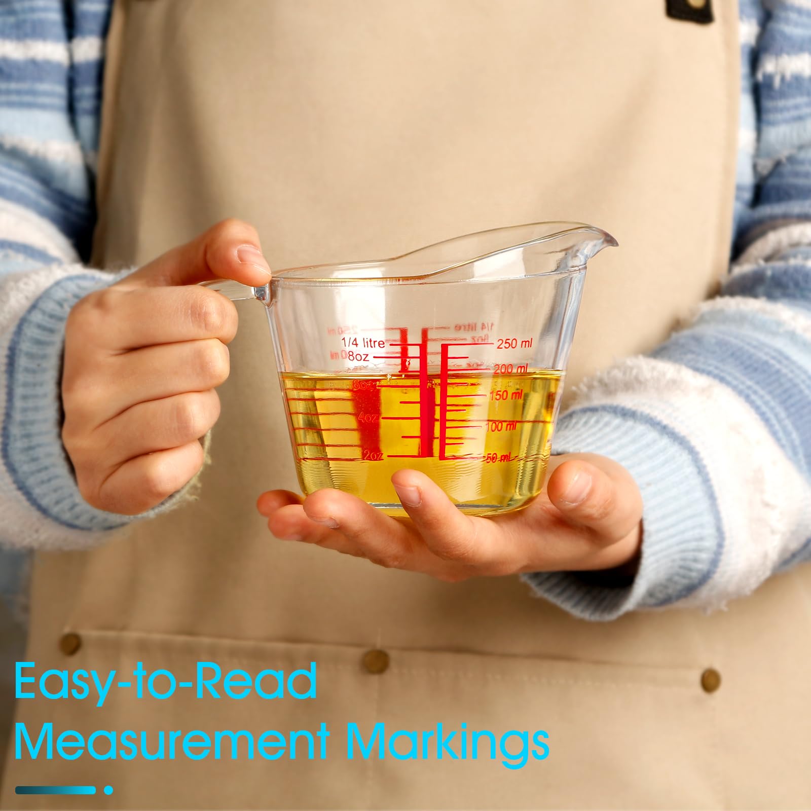 Snapklik.com : 8oz (1-Cup) Glass Measuring Cup, Heighten Spout For Easy ...