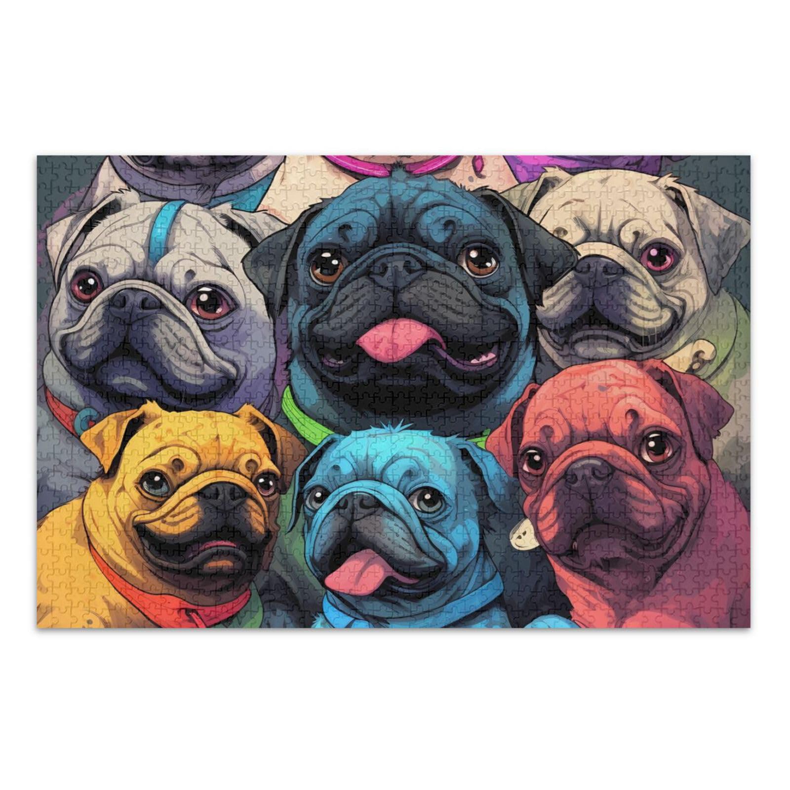 Amazon.com: UMIRIKO Cute Pug Dog Puzzles 500 Pieces Jigsaw Puzzle, Cute ...