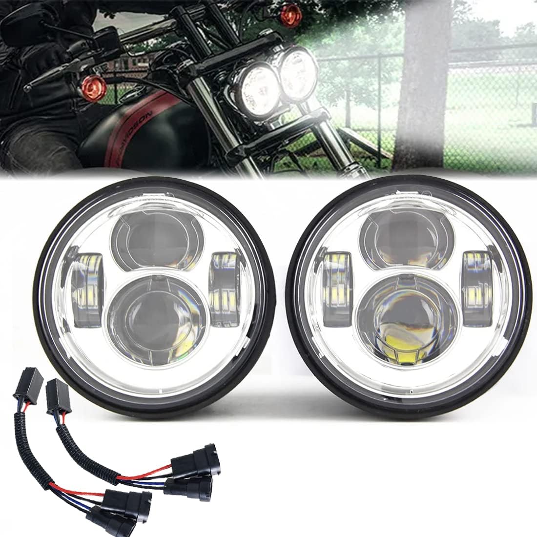 Amazon.com: SKTYANTS 4.65" Dual LED Motorcycle Headlights Kit Hi/Lo ...