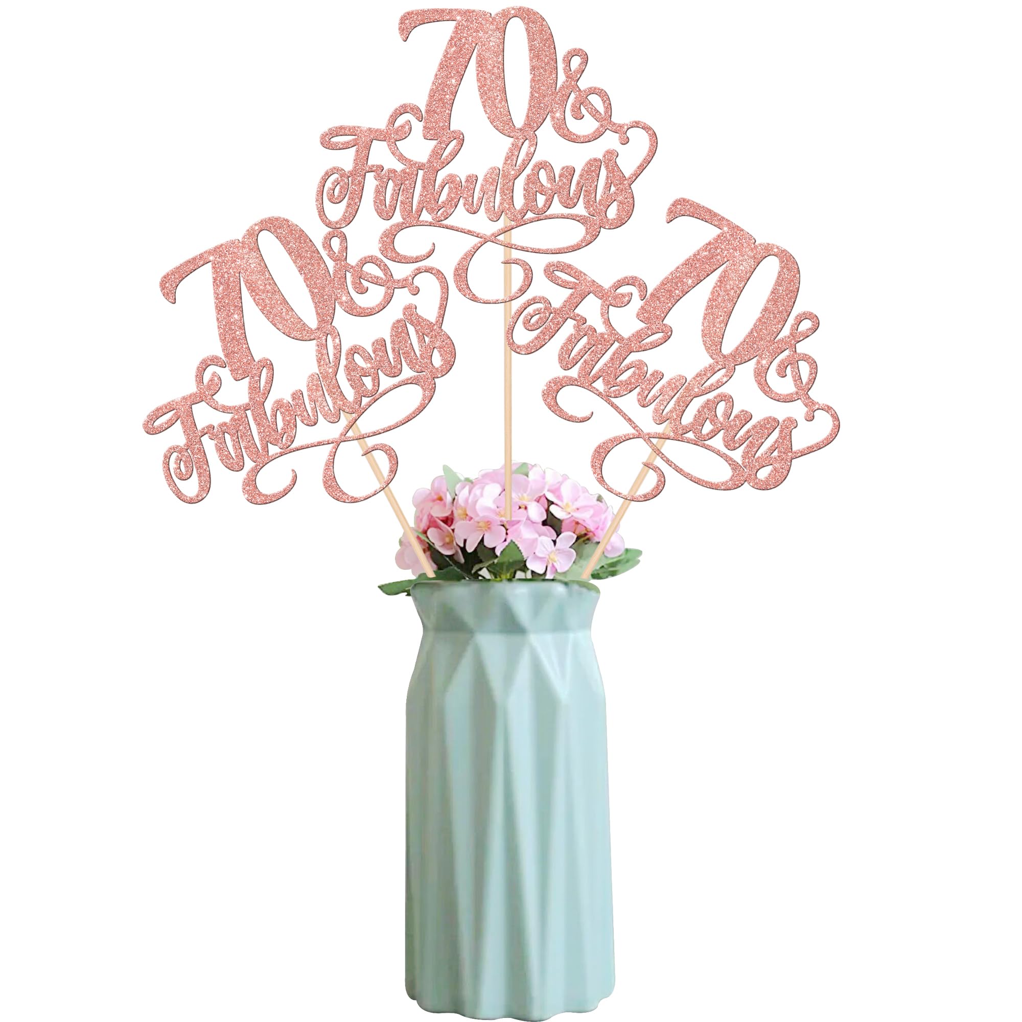 12 Pack 70th Birthday Centerpiece Sticks Assembled Glitter 70 ...