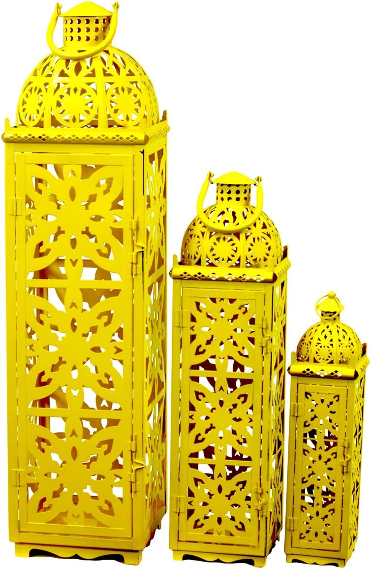 Amazon.com: Urban Trends Collection UTC94302 Metal Lanterns, Yellow ...