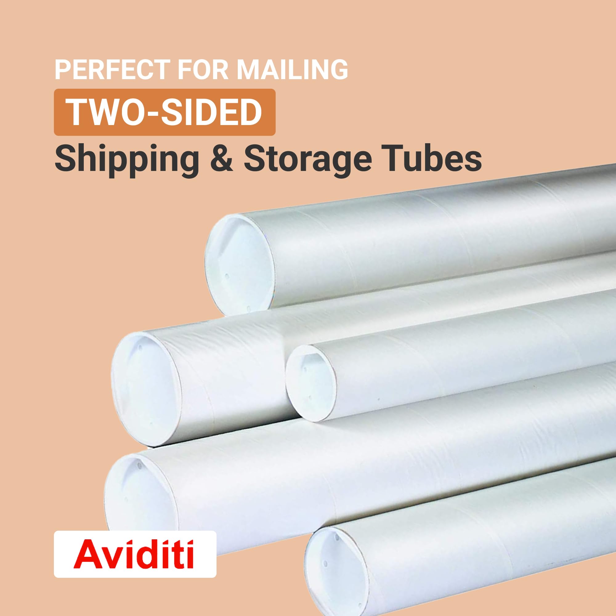 AVIDITI Cardboard Tubes with Caps, 18"L x 2"W x 2"H, Pack of 50 ...