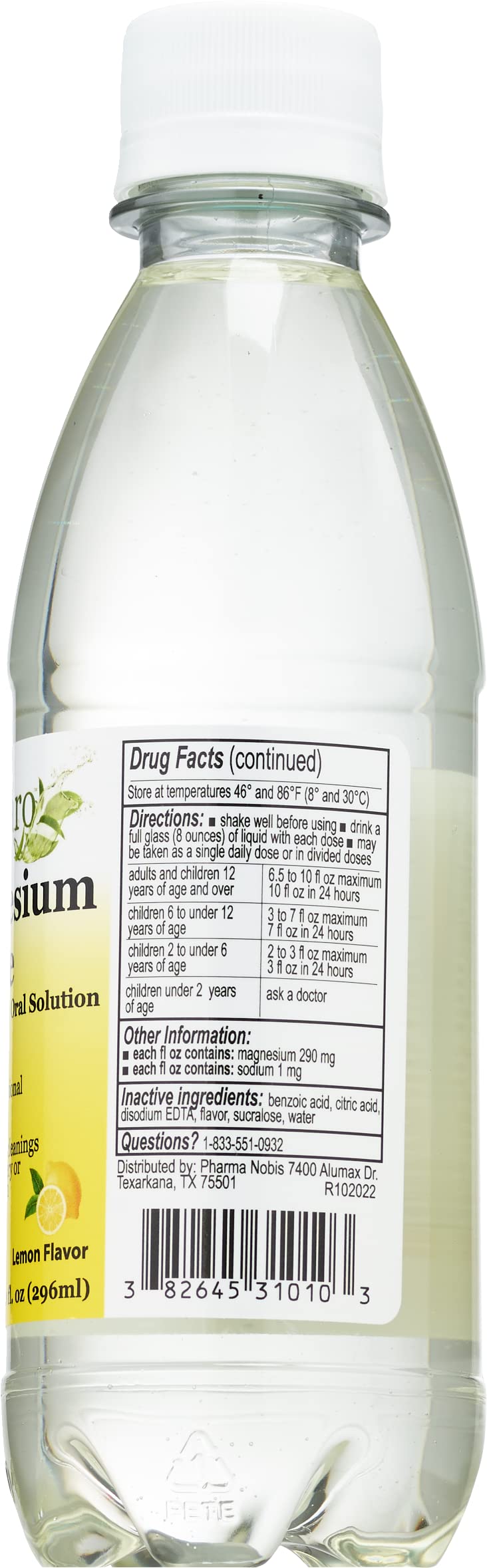 Equate Magnesium Citrate Saline Laxative Lemon Flavor 10 Magnesium