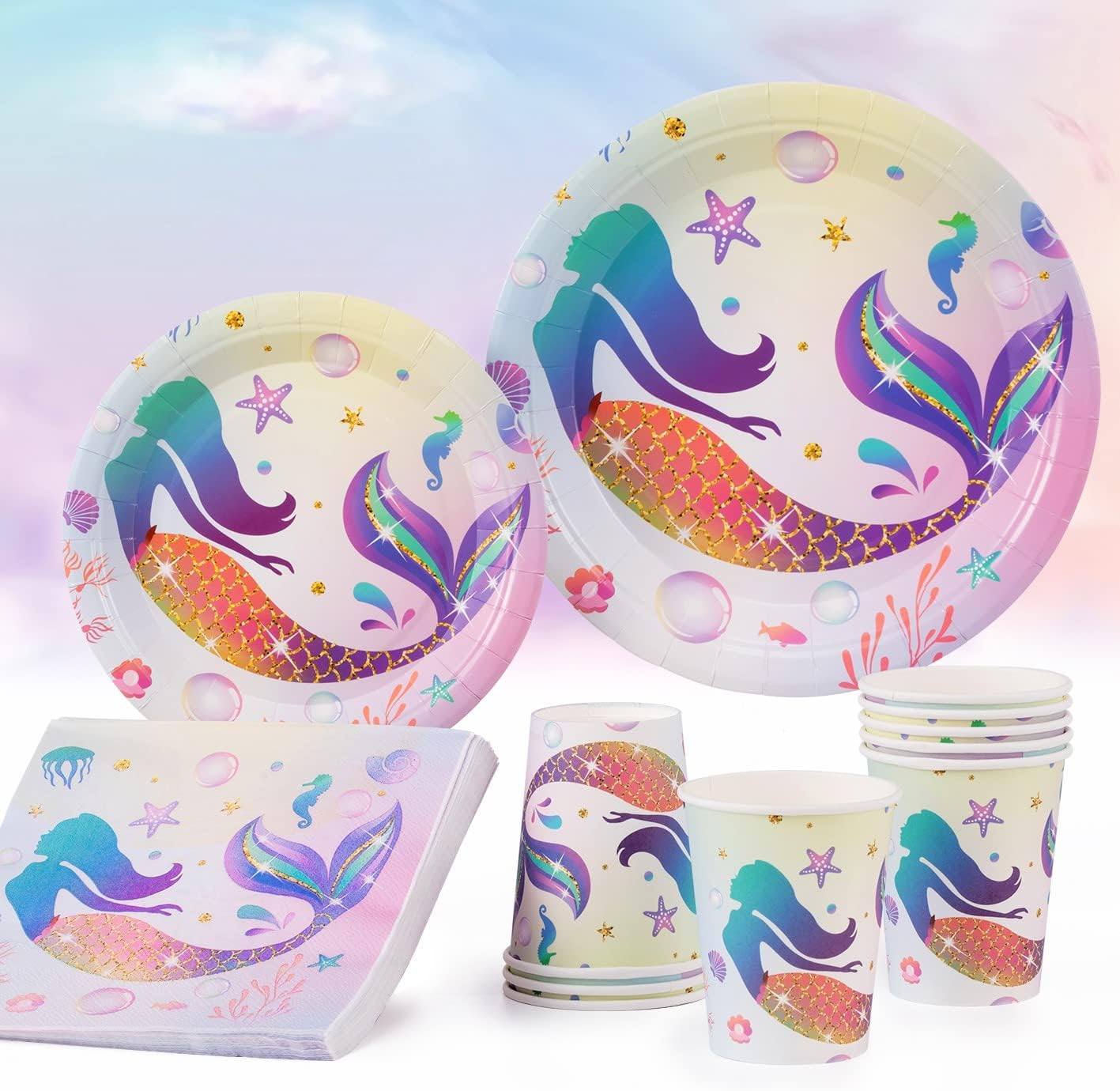 Amazon.com: 96Pcs Little Mermaid Kids Birthday Party Supplies, Baby ...