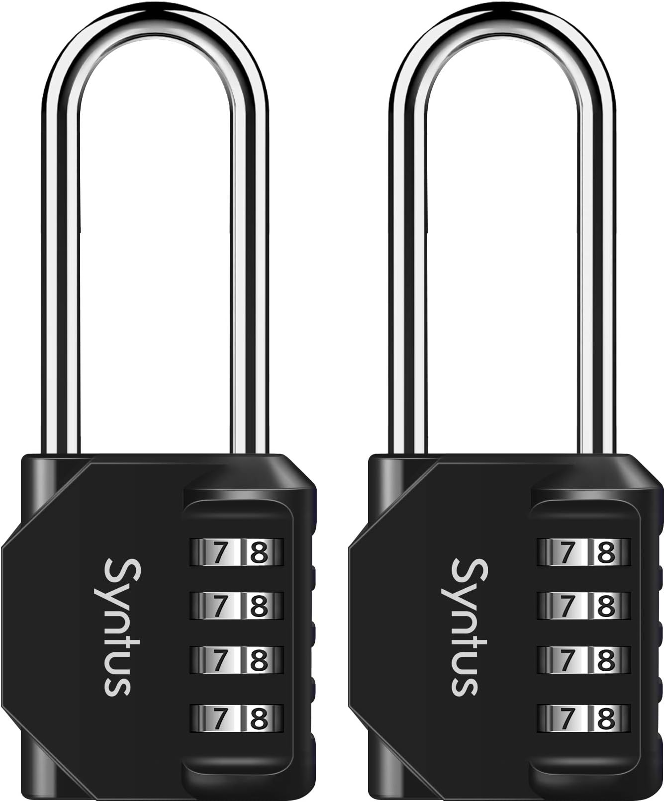 Syntus 2 Pack 2.6 Inch Long Shackle Padlock 4 Digit Outdoor Waterproof ...
