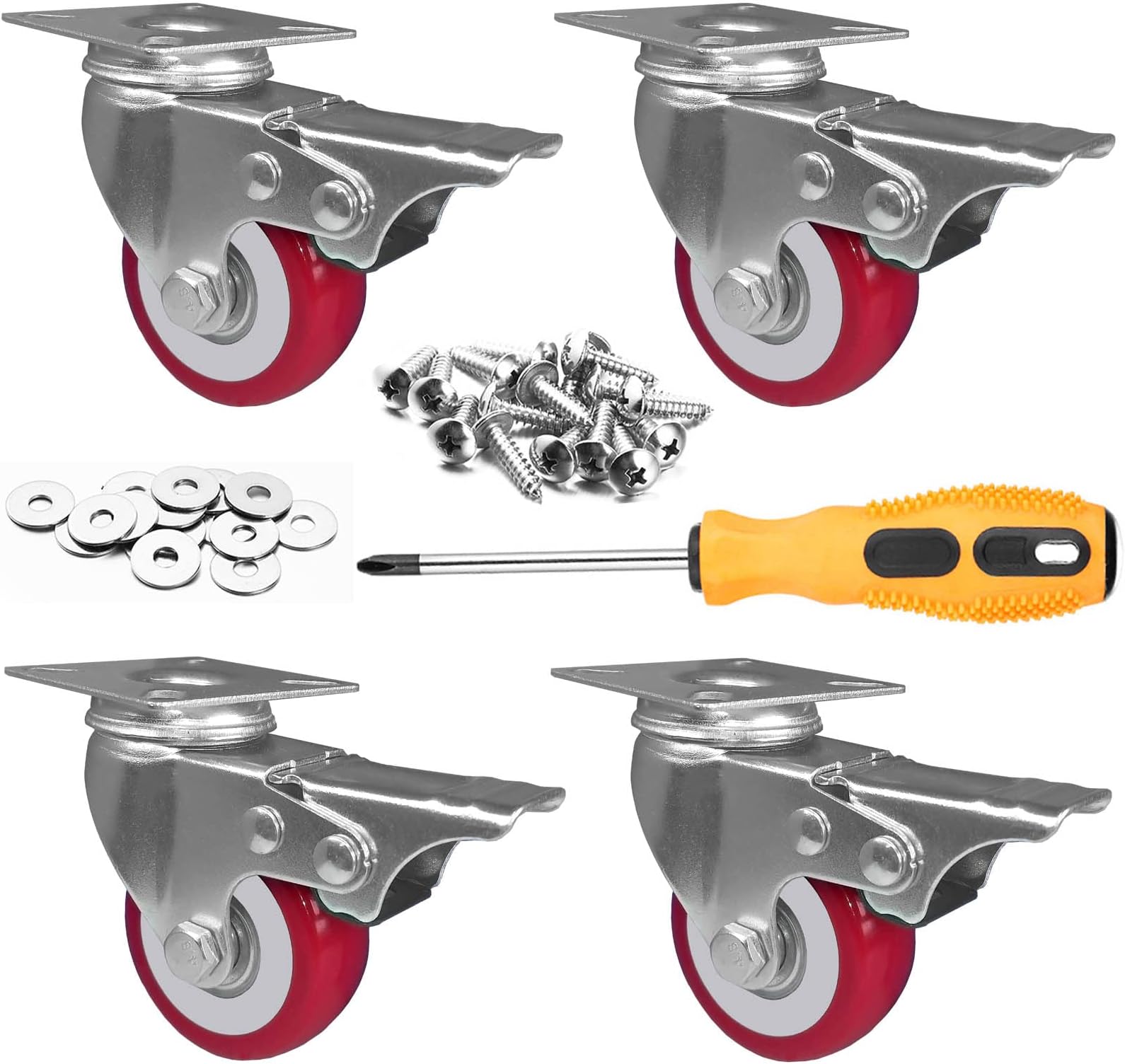 Amazon.com: bayite 4 Pack 1" Low Profile Casters Wheels Soft Rubber ...