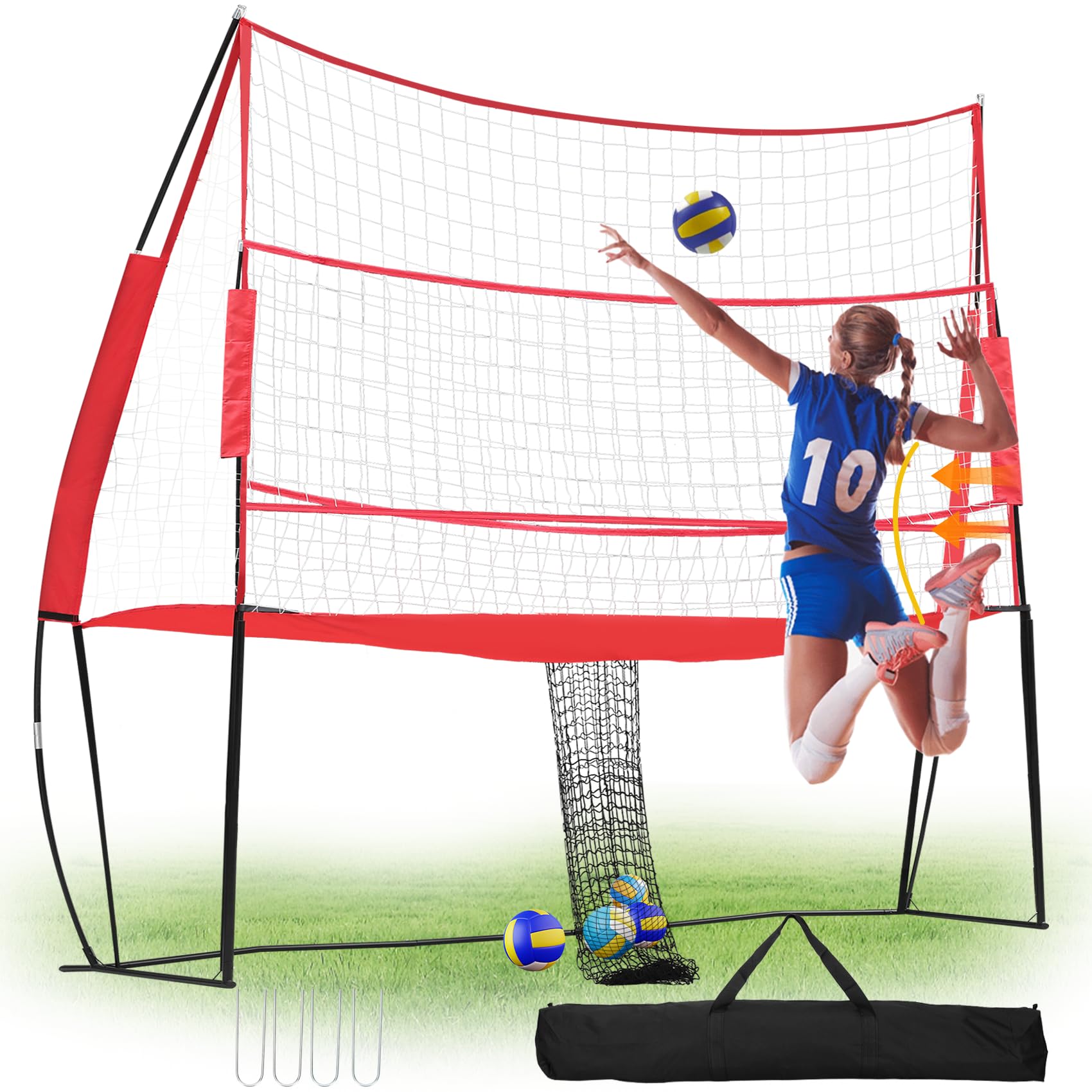 Amazon.com : 12*11FT Adjustable Large Practice Volleyball Net, Suitable ...