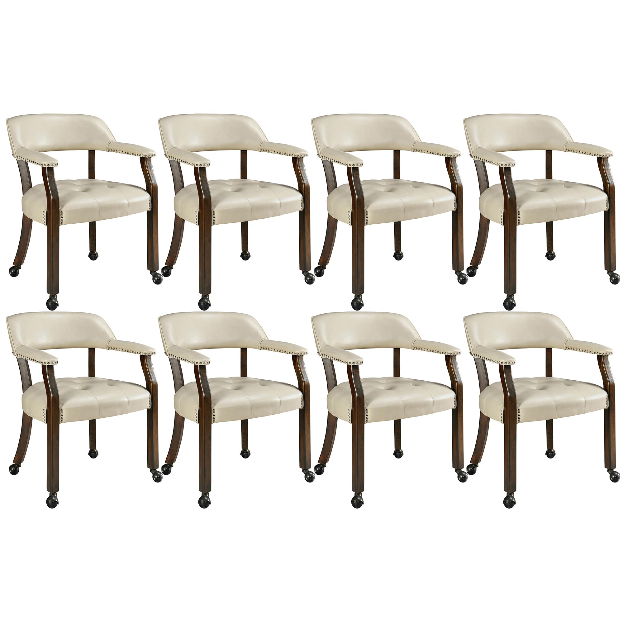 Amazon.com: LEEMTORIG Set of 8 Large Dining Chairs with Casters and ...
