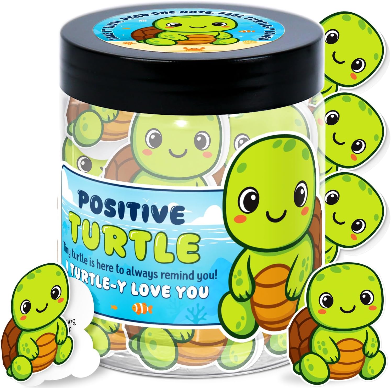 Amazon.com: Positive Turlte Cards Jar, 60 Emotional Support Turtle ...