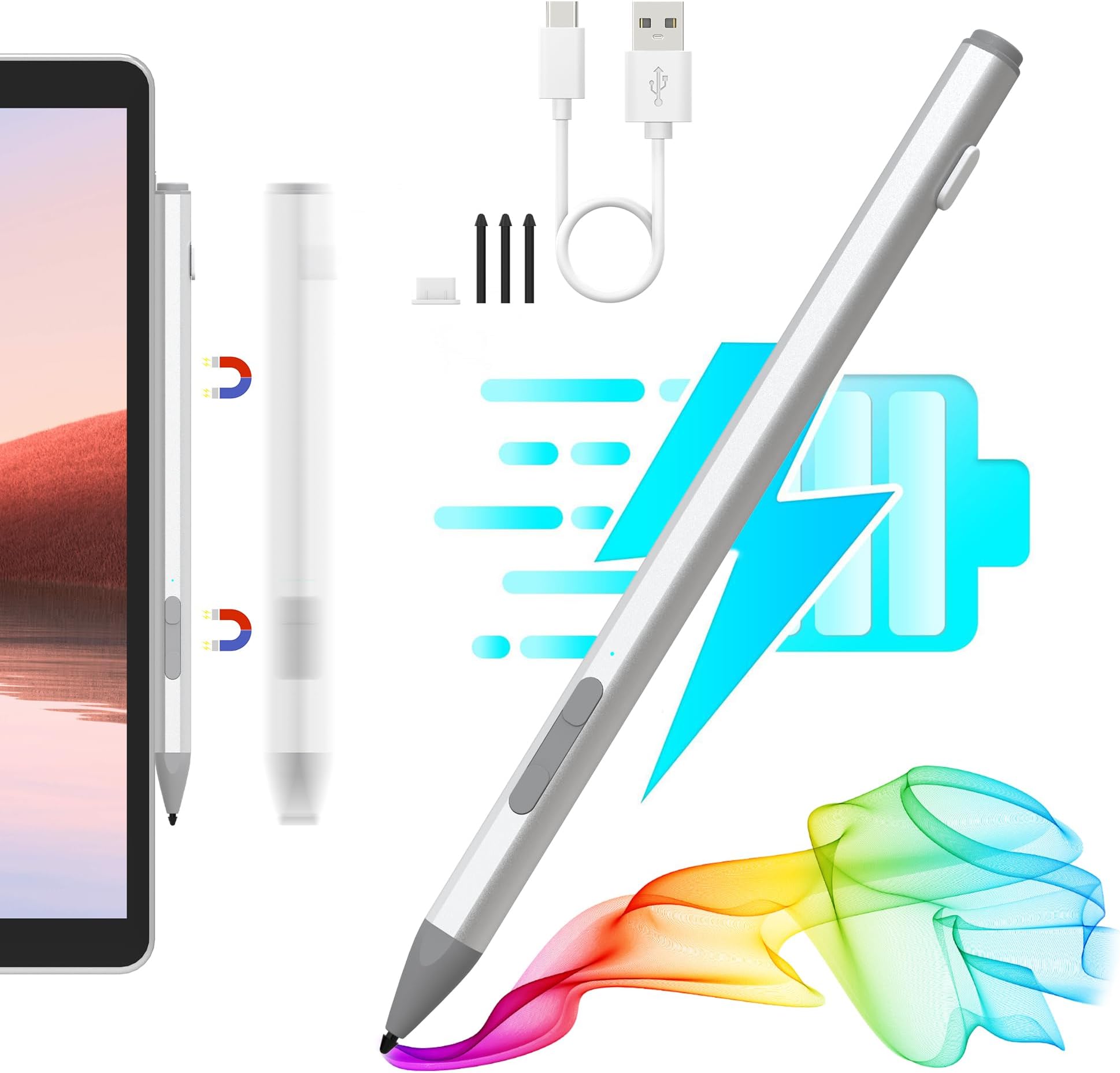 Amazon.com: Microsoft Surface Pen - Surface Pro Pen Stylus with 4096 Levels Pressure, USB-C Fast ...